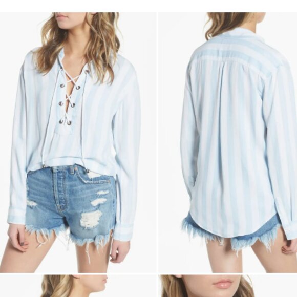 Rails | Tops | New Rails Uli Laceup Top In Blue Striped L | Poshmark